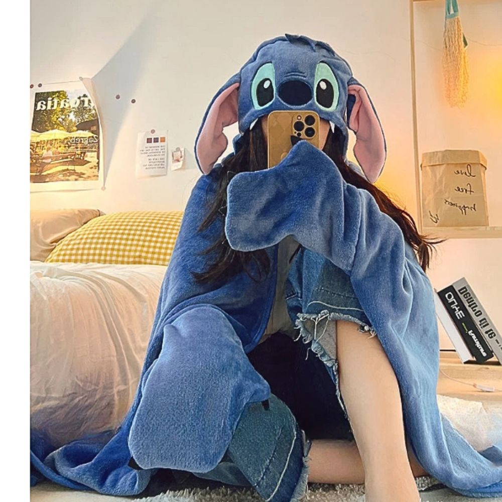 Plaid couverture à capuche Stitch • Tous en Pyjama