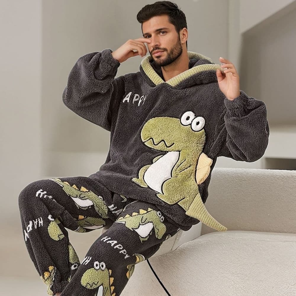 Pyjama d'hiver mignon à capuche pour homme • Tous en Pyjama