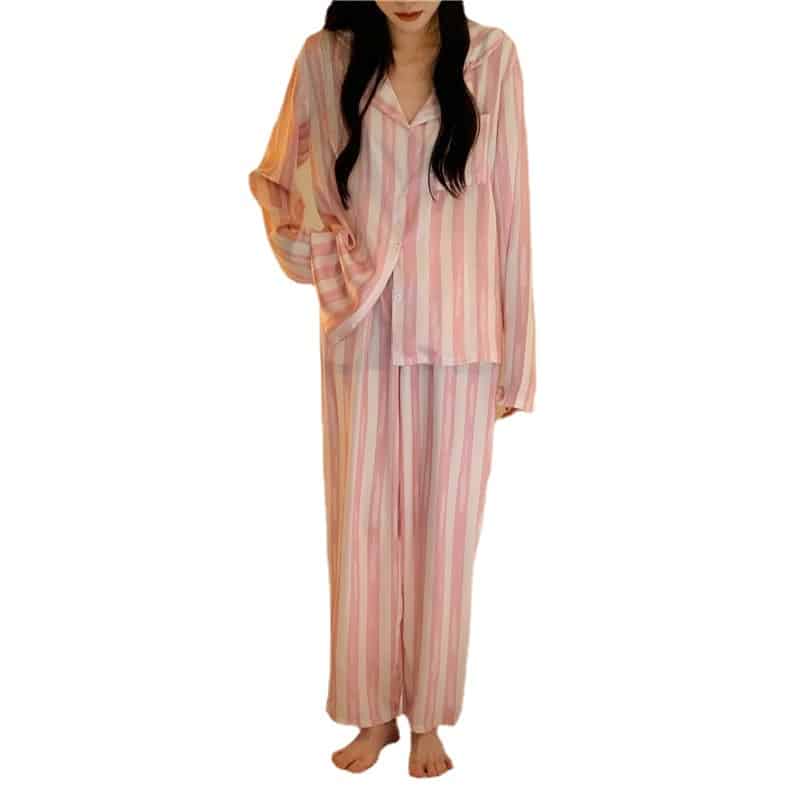 Pyjama pour femme à rayures roses • Tous en Pyjama